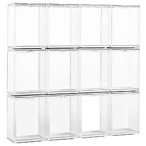 GOTO 12pcs Small Clear Display Cases for Blind Box Toy Pop Mart Bearbrick 100 Mini Action Figures Organizer Display Box Container Unit (12, 0.5L/Box)