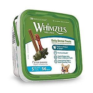 Whimzees Natural Dental Dog Chew Long lasting, Variety Box Mixed Shapes, Small, 56 Pieces
