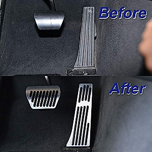 KVR Compatible with BMW Pedal Cover, No Drilling Aluminum Pedal Pads for BMW 1 2 3 4 Series X1 X3 X5 X6 Accelerator Gas Brake Pedals,2 PCS (A-Sliver)