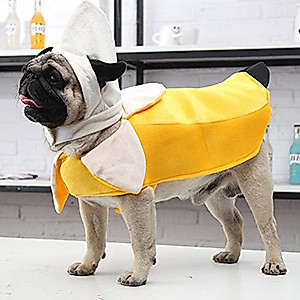 POPETPOP Banana Costume Roleplay Costume Pet Costume Halloween Banana Cosplay Funny Clothes for Puppy Dog for Party (S) Banana Costume Dog Coat