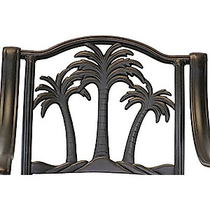 Palm Tree Outdoor Patio Set 4 pc Swivel Bar Stools Dark Bronze Cast Aluminum (30", Sunbrella Sesame)