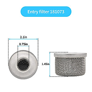Homhelar 181073 or 181-073 Inlet Strainer Screen Filter with 1/2" NPT Thread Stainless Steel for Airless Paint Sprayer 455 495 Ultra 500 Ultra Max 695