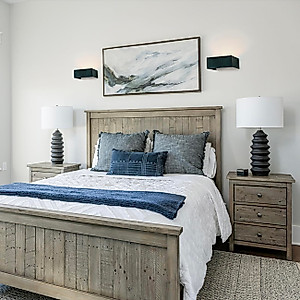 HEQIQEH Set of 2 Modern Style Battery Operated RGB Sconces, Indoor Up and Down LED Wall Lamp with Remote Control, Black Metal Dimmable Cordless Wall Lighting Fixtures for Corridor, Hallway, Galleries