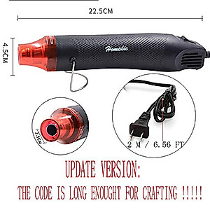 6.56FT Long Heat Gun, Uptdae Version Homidic Mini Handheld Hot Air Gun, Electric 300W Portable Heat Gun for DIY Craft Embossing, Shrink Wrapping PVC, Drying Paint, Clay, Rubber Stamp