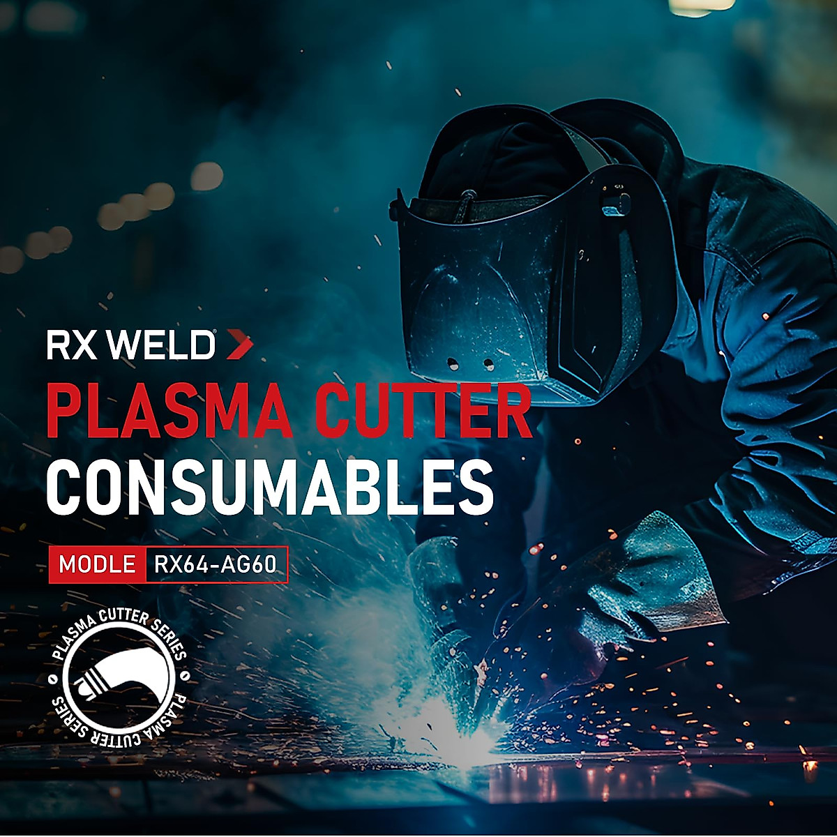 RX WELD 52Pcs Plasma Cutter Torch Consumables Electrode Nozzles Cups Kit Galvanized Copper Ceramic AG-60 Consumables