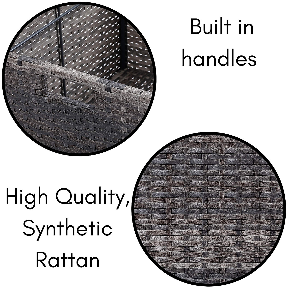 BIRDROCK HOME Rolling File Box - Storage Cabinet with Wheels - Weatherproof Rattan-Style Resin Deck Chest for Garden, Home and Office - Organize Cushions, Toys, and Accessories - Storage Box - Grey