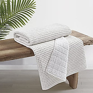 Levtex Home - Mills Waffle - Throw - Bright White Cotton Waffle - Throw Size 50 x 60in.