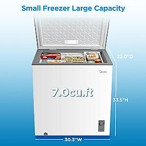 Midea MERC07C4BAWW 7.0 Cubic Feet Chest Freezer Cu.ft-Convertible, White