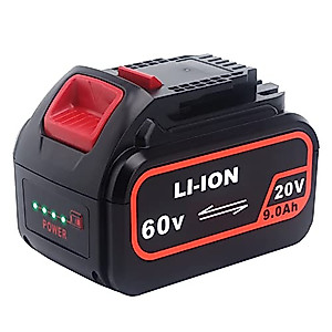 Biswaye 9.0Ah Battery DCB609 Replacement for DEWALT 20V/60V 120V MAX XR Lithium-Ion Battery DCB606 DCB609 DCB612 DCB203 DCB204 DCB207 DCB206 DCB201