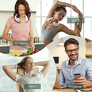 Housmile Neck Fans Portable Rechargeable, Neck Fan 4000 mAh Battery Operated Portable Neck Fan, No Hair Twisting, Leafless, USB Powered Wearable, 3 Speeds for Outdoor Indoor-White