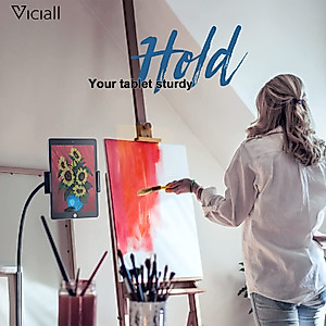 VICIALL Tablet Stand Adjustable, Gooseneck Swivel Tablet Holder Mount with Adjustable Height & Heavy Duty Stable Base, Compatible with iPad Mini, Galaxy Tab, Kindle, Cell Phones