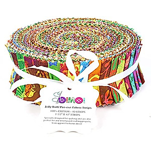 Soimoi 40Pcs Batik Print Precut Fabrics Strips Roll Up 1.5x42inches Cotton Jelly Rolls for Quilting - Yellow