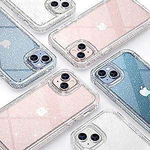 Diaclara Designed for iPhone 13 Case, Full Body Rugged Case with Built-in Touch Sensitive Anti-Scratch Screen Protector, Soft TPU Bumper Case for iPhone 13 6.1" (Clear Glitter)
