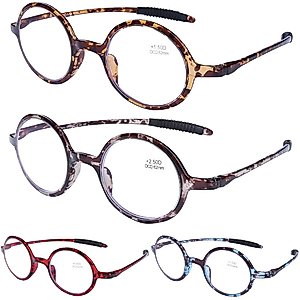 DOOViC Round Reading Glasses Blue Light Blocking Flexible Lightweight Readers Fashion Design Different Tortoise Glasses for Women Men & Men +3.5 Strength