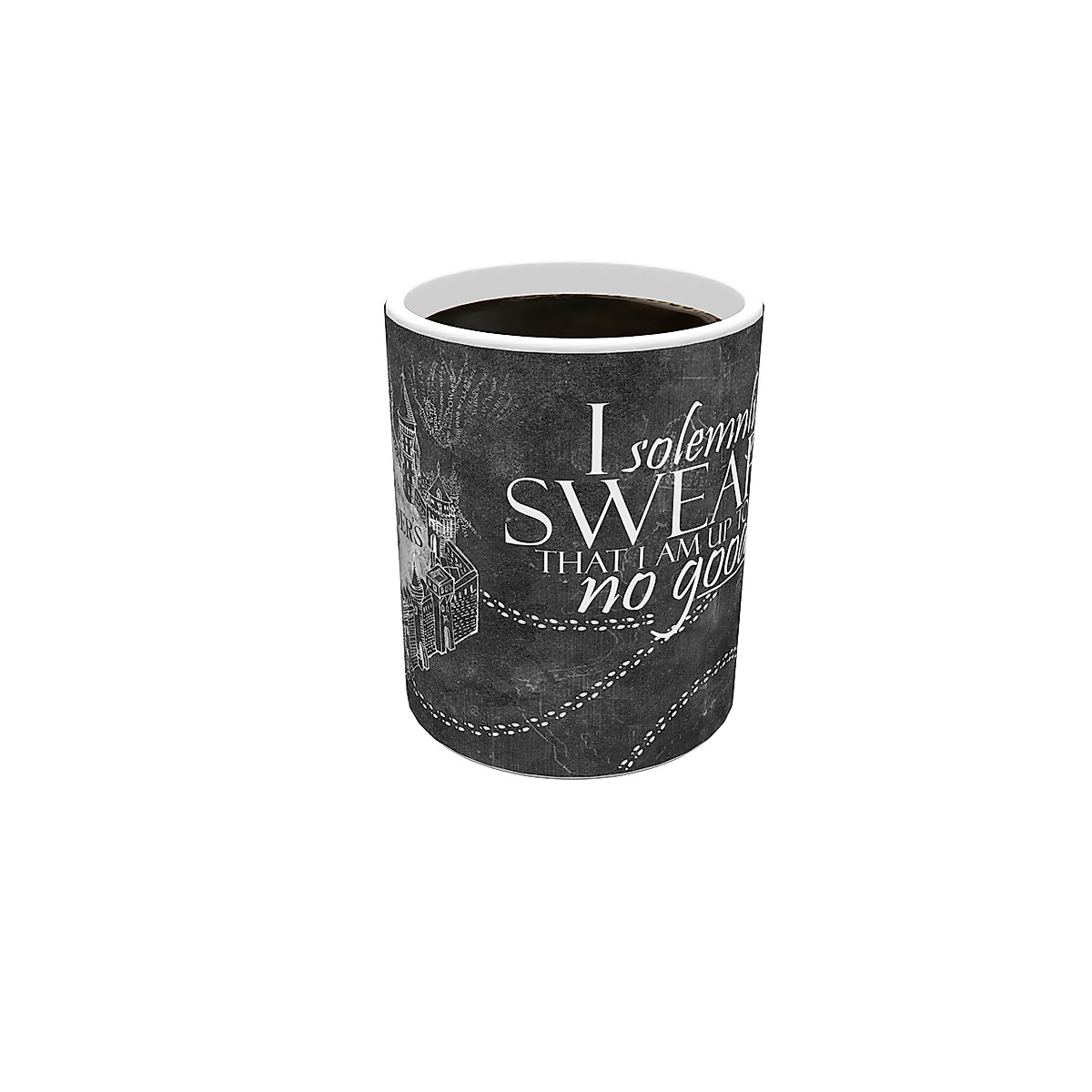 Morphing Mugs Harry Potter - Marauder's Map - Black and White - I Solemnly Swear - Mischief Managed - One 11 oz Color Changing Ceramic Mug – Image Revealed When HOT Liquid Is Added!
