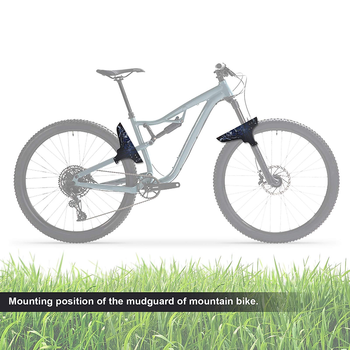 Micro Traders 2X MTB Bicycle Mudguards Kit Black Blue Mountain Bike Front Rear Splash Mud Guards Ultra Thin Fit for 26“ 27.5” 29“ Wheel