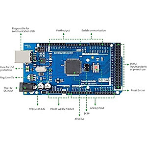 SunFounder MEGA Board Compatible with Arduino IDE ATMEGA2560 ATmega16AU + USB Cable