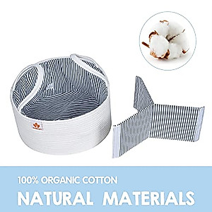 Large Baby Diaper Caddy Organizer 15"X7.4" Round Hanging Nursery Storage Bin Portable Changing Table/Car Travel Tote Bag Removable Inserts Newborn Registry Boy Girl Shower Rope Basket