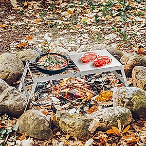Skyflame Folding Campfire Grill, Portable Stainless Steel Camping Grill Grate and Camp Grill Griddle with Collapsible Legs for Versatile Outdoor Backpacking BBQ Over Fire Pit Cooking