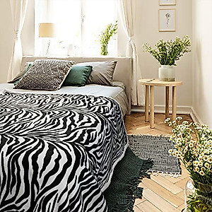 Tirrinia Sherpa Blanket Plush Throw Zebra Pattern Blanket Size 50" x 60" Bedding Fleece Reversible Blanket for Bed and Couch, Super Soft Comfy Warm Fuzzy TV Blanket