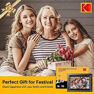 KODAK 10.1 Inch Smart WiFi Digital Picture Frame 1280x800 Touch Screen,Auto-Rotate, Built in 16GB Memory, Share Moments Instantly via Kodak App from Anywhere(Wood)