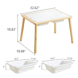 Beright Sensory Table with 2 Large Storage Bins, Kid's Table Play Sand Table Indoor, for Birthday, Christmas and Thanksgiving Gift