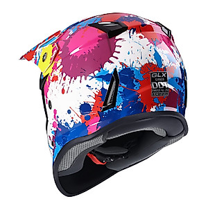 GLX GX623 DOT Kids Youth ATV Off-Road Dirt Bike Motocross MX Motorcycle Full Face Helmet Combo Gloves Goggles for Boys & Girls (Graffiti, X-Large)