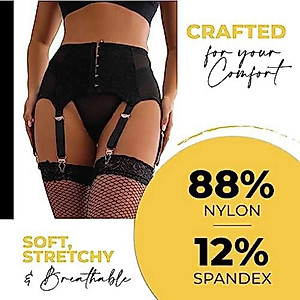 Love Salve Lingerie for Women - Sexy 2-Piece Garter Belt Set with Lace & Adjustable Straps - Valentine's Day Lingerie Women - Garter Belt with Stockings for Women - Perfect Fit & Curves Enhancement