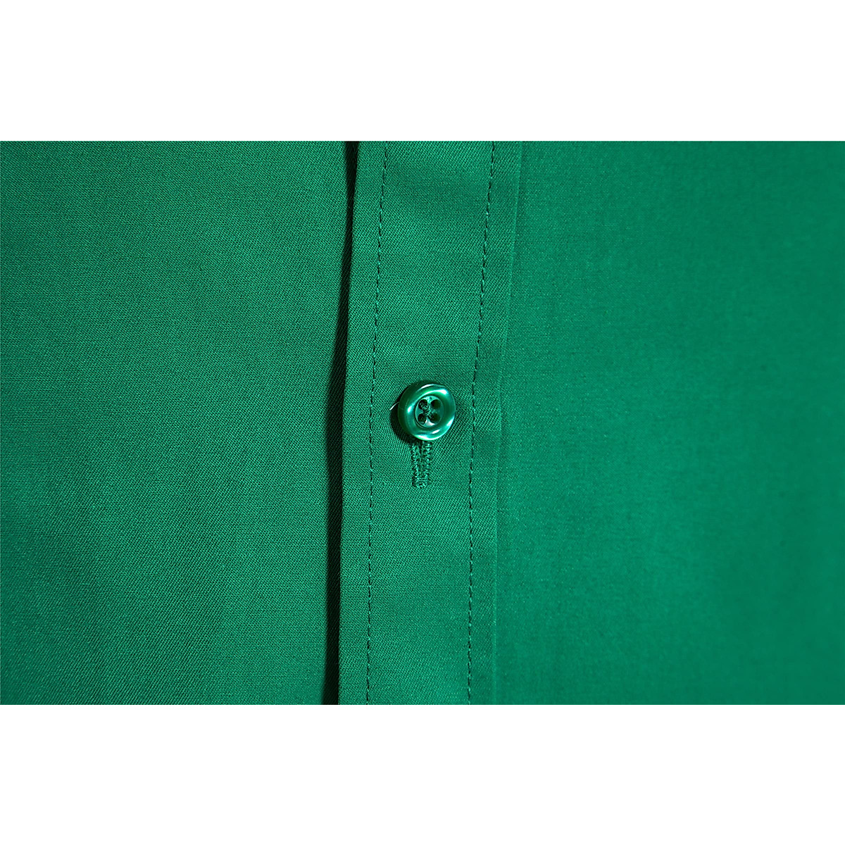 DELCARINO Men's Long Sleeve Button Up Shirts Solid Slim Fit Casual Business Formal Dress Shirt Green Large