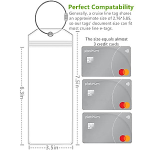 Cruise Luggage Tags (5-Pc Kit) Wide Luggage tag Holder Cruise Essentials Zip Seal Reusable and Steel Loops Premium Clear Thicken Luggage Tags Waterproof