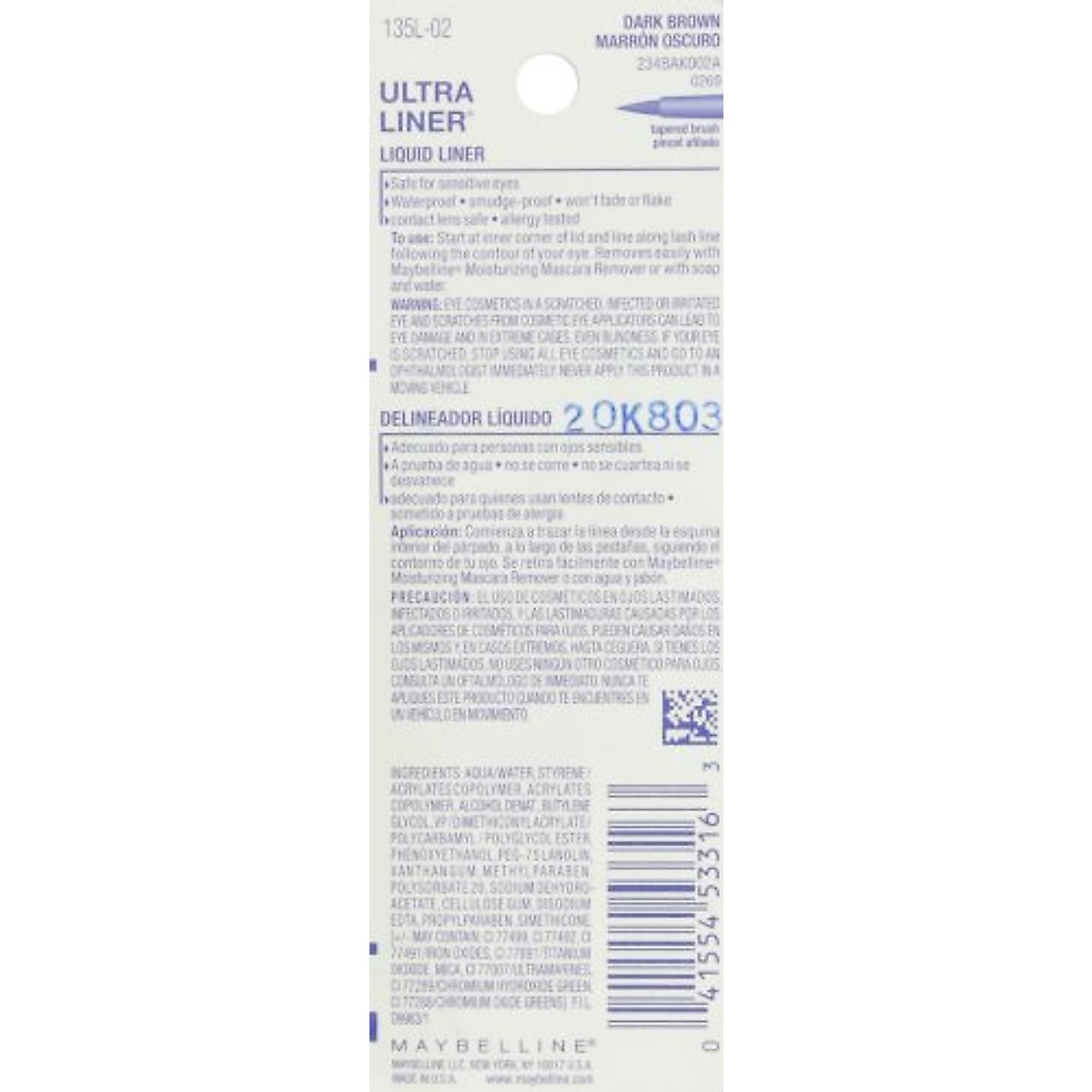 Maybelline New York Ultra Liner Waterproof Liquid Eyeliner, 302 Dark Brown, 0.25 fl. oz.