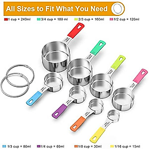 Wildone 8-Piece Measuring Cups Set, Stainless Steel Nesting Measuring Cups, Perfect for Dry and Liquid Ingredients, Dishwasher Safe