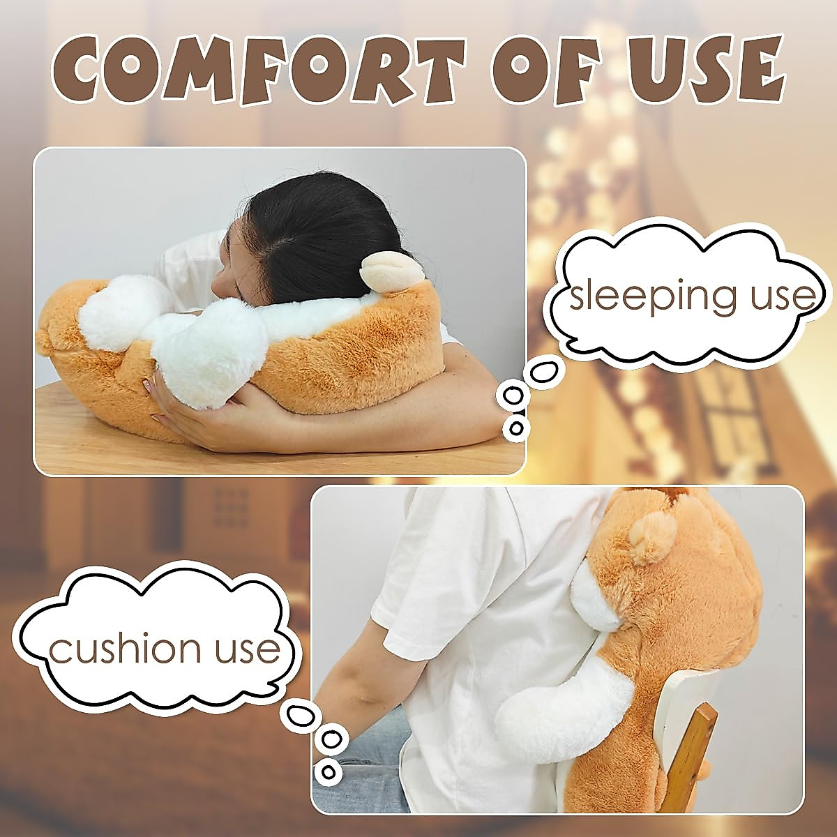 ARELUX Cute Hamster Plush Stuffed Animal Hugging Pillow: Soft Large Sleeping Body Warm Fluffy Pillow for Kids Adorable Chubby Hamster Plushie Toy Creative Gift for Girls Dormitory(17.7in)