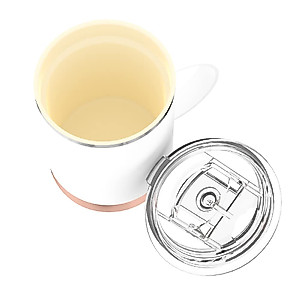 asobu Ultimate Stainless Steel Ceramic Inner Coating Coffee Mug with Double Walled Copper Lining Insulation,12 Ounces (White)