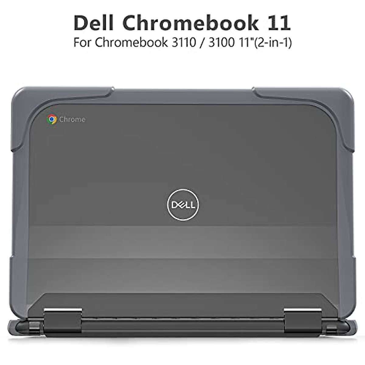 Batianda Laptop Case Fits 11" Dell Chromebook 3110/3100 Laptop Designed for K-12 Students, Teachers and Classrooms–Heavy Duty Rugged Shockproof Soft Bumpers for Reliable Device Protection,Gray