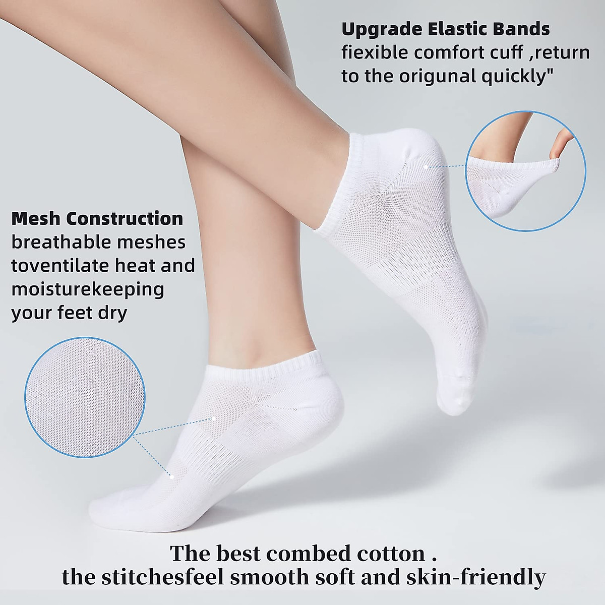 inhees 8 Pairs Ankle Socks Women's Thin Athletic Running No Show Low Cut Short Socks