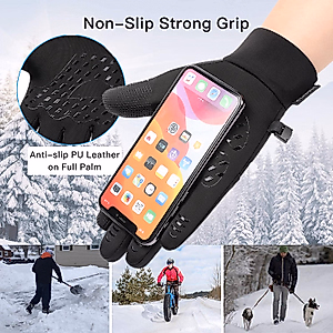 Weitars Winter Gloves Waterproof Thermal Sport Glove for Men and Women for Running Cycling Driving Hiking, Snug Fit Warm Glove for Work (M)