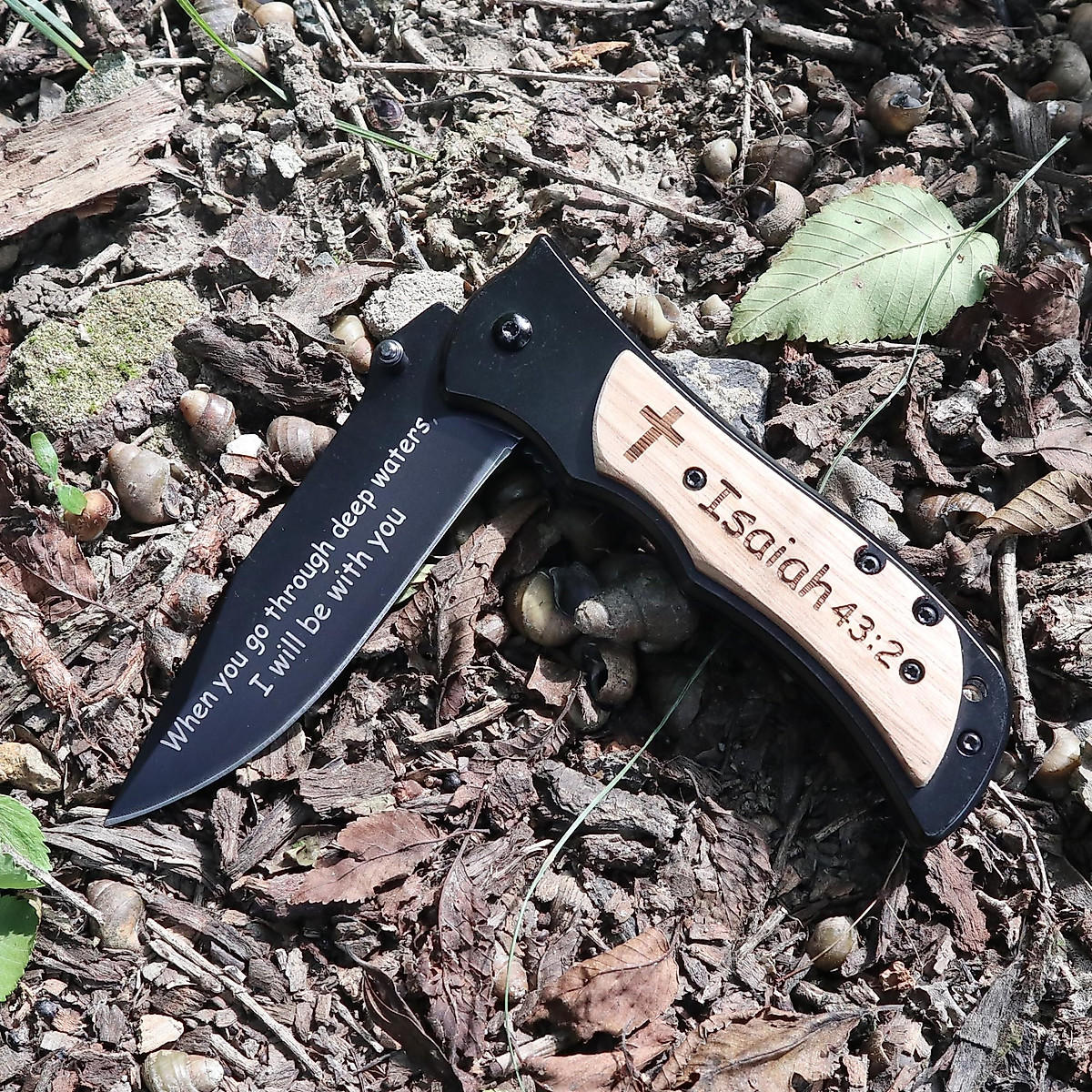 MRSLYFQH Christian Scripture Gifts Utility Tool,Engraved Bible Verse Catholic Confirmation Baptism Gifts,Pastor Gifts (Isaiah 43:2)