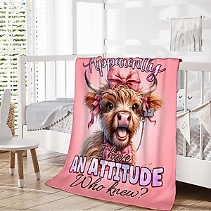 Kids Blanket, 80 x 60 Inches Soft Fuzzy Highland Cow Blanket for Girls Boys, Cozy Funny Highland Cow Theme Blanket, Warm Flannel Throw Blankets Bed Bedding Room Decor, Camping, Travel, Chair