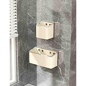 Qushy Floating Shelves Wall Bin Organizer Adhesive Wall Mounted Plastic Storage Organizer No Drilling Hanging Storage Containers Makeup Organizer Shelf for Office, Kitchen, Home