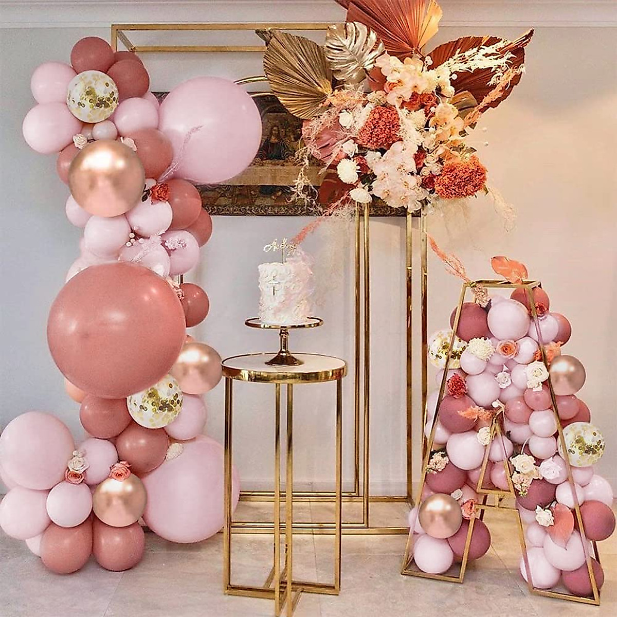 Pink Balloon Garland, SKEFOLI 107PC Retro Pink Balloon Garland Kits Dusty Matte Balloons Arch for Girls Birthday Party Baby Shower Wedding Bachelorette (Pale Mauve)
