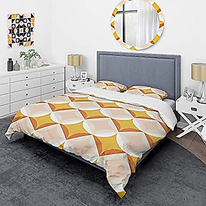 DesignQ Retro Abstract Design XII Mid-Century Modern Duvet Cover Set, Yellow Duvet Cover Set King, 0 Bedding Set of 3 Pieces, All Season Mid-Century Modern Bedding Sets King