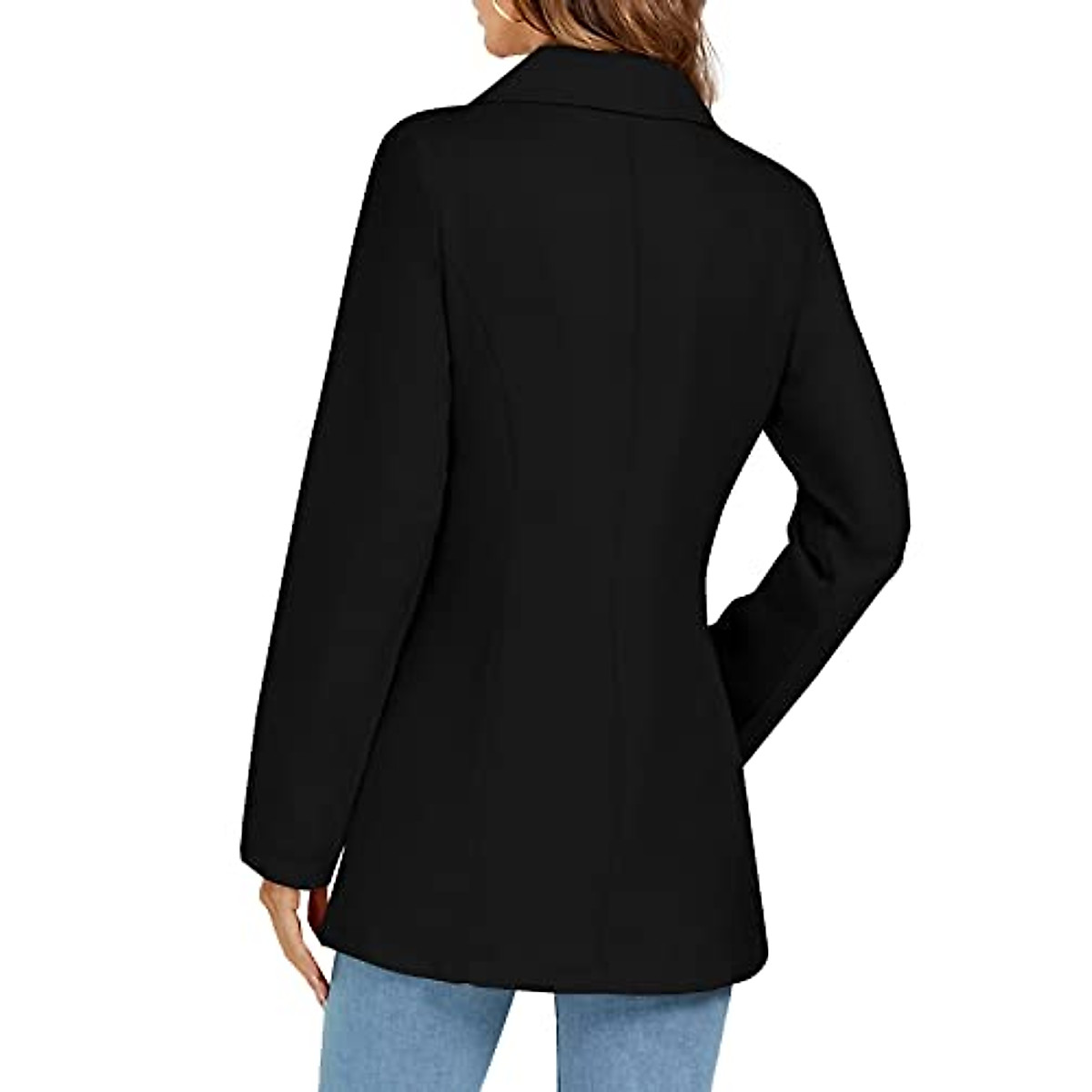 LYANER Women's Casual Long Sleeve Work Office Suit Cardigan Blazer Jackets with Pockets Black Small