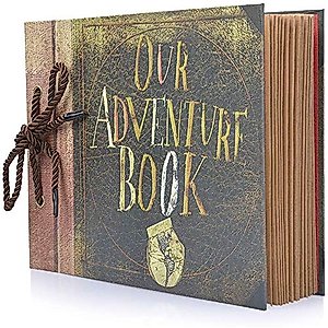 Photo Album Scrapbook, Our Adventure Book, DIY Handmade Album Scrapbook Movie Up Travel Scrapbook for Anniversary, Wedding, Travelling, Baby Shower, etc (Travel Scrapbook)