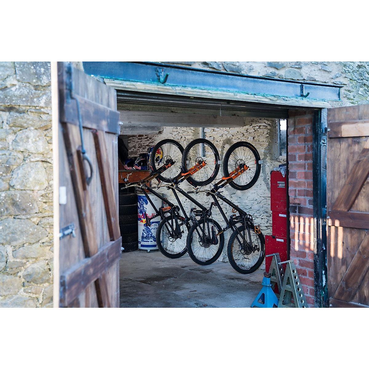 Hornit CLUG Bike Clip Storage Rack & Mount System - World’s Smallest Bike Rack for Indoor/Outdoor Bike Storage - Won't Damage Rims, Tires - Roadie Fits Tires 1" - 1.25" / 23-32mm - Black/Black