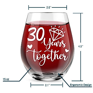 AGMDESIGN Happy 30th Anniversary Wine Glass, 30 Years Together, Wedding Engagement Gifts for Women Men, 30 Year Anniversary Party Decor, His And Hers Gifts Ideas for Anniversary