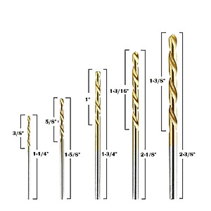 50 pcs 1mm 1.5mm 2mm 2.5mm 3mm Titanium Coated HSS High Speed Steel Drill Bit Tool Set for Drilling Holes in Leather, Soft Metal, Wood, Plastic, Soft Materials, Aluminum, Amber, Models