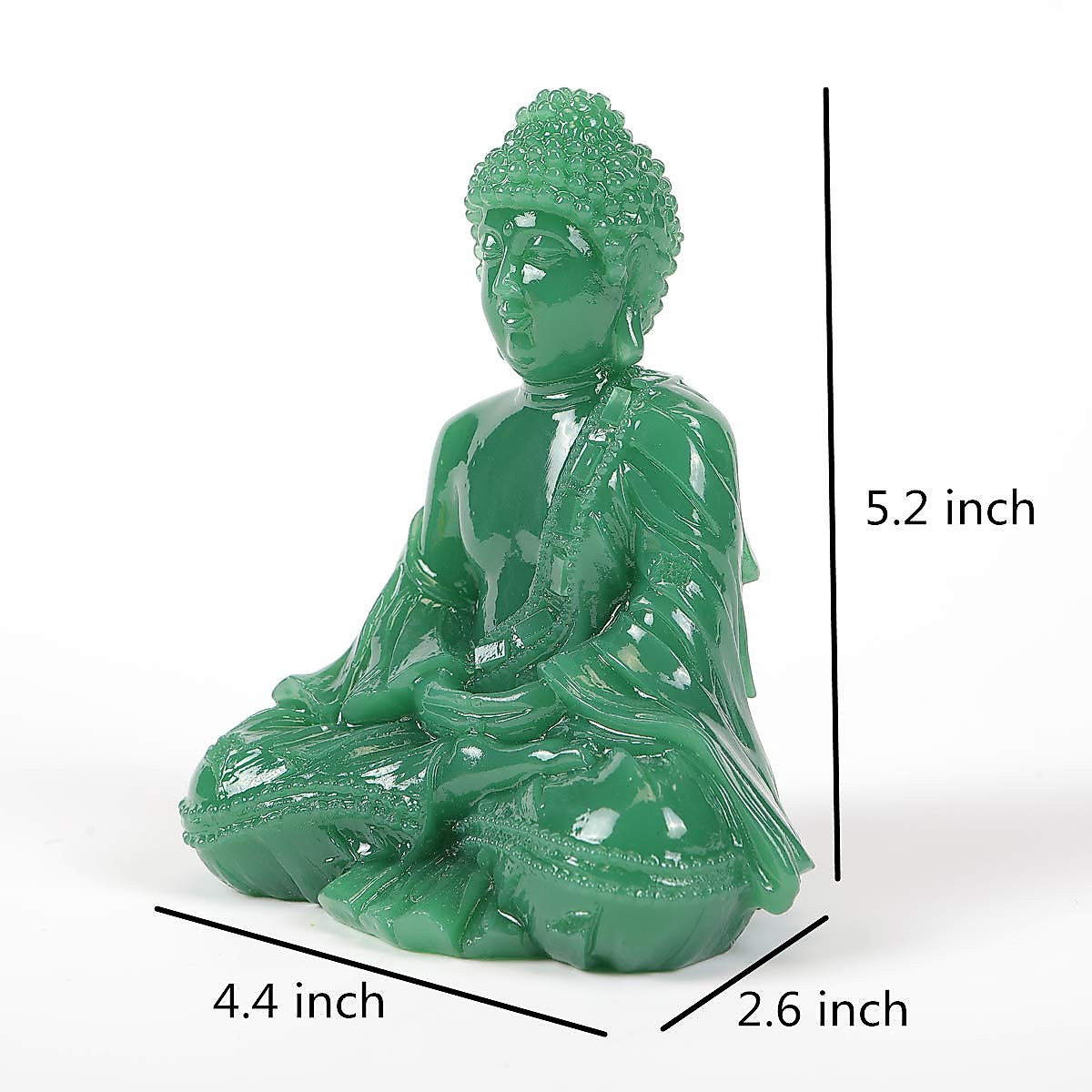 Seyee-bro Meditative Seated Buddha Statue - Gold Thai Sitting Buddha Figurine - Manmade Jade Praying Buddha Sculpture for Home Outdoor Decoration