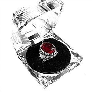 THJEW Retro S925 Silver Rings with Stone for Men Women,Green Turquoise Ring,Natural Agate Stone Ring,Onyx Ring for Men,Garnet Rings,Turkey Rings,Precious Oval Shaped Gemstone Jewelry (RingColor_D, 8)