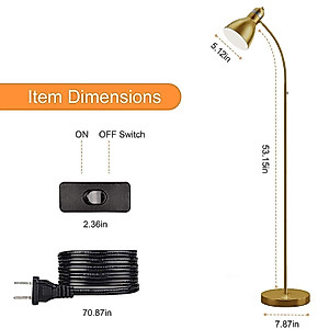 LEPOWER Floor Lamp, Metal Standing Lamp with Adjustable Gooseneck, Heavy Metal Base, Reading Pole Lamp for Office, Golden Floor Lamps for Bedroom, Living Room